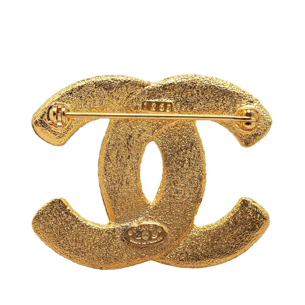 CC Gold-Plated Brooch from Chanel for sale at Pamono