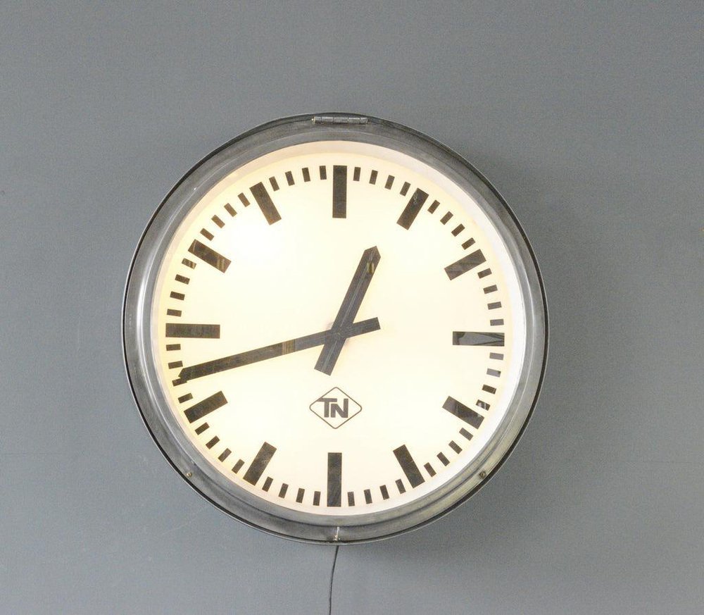 Large Light Up Station Clock by TN Circa, 1960s for sale at Pamono