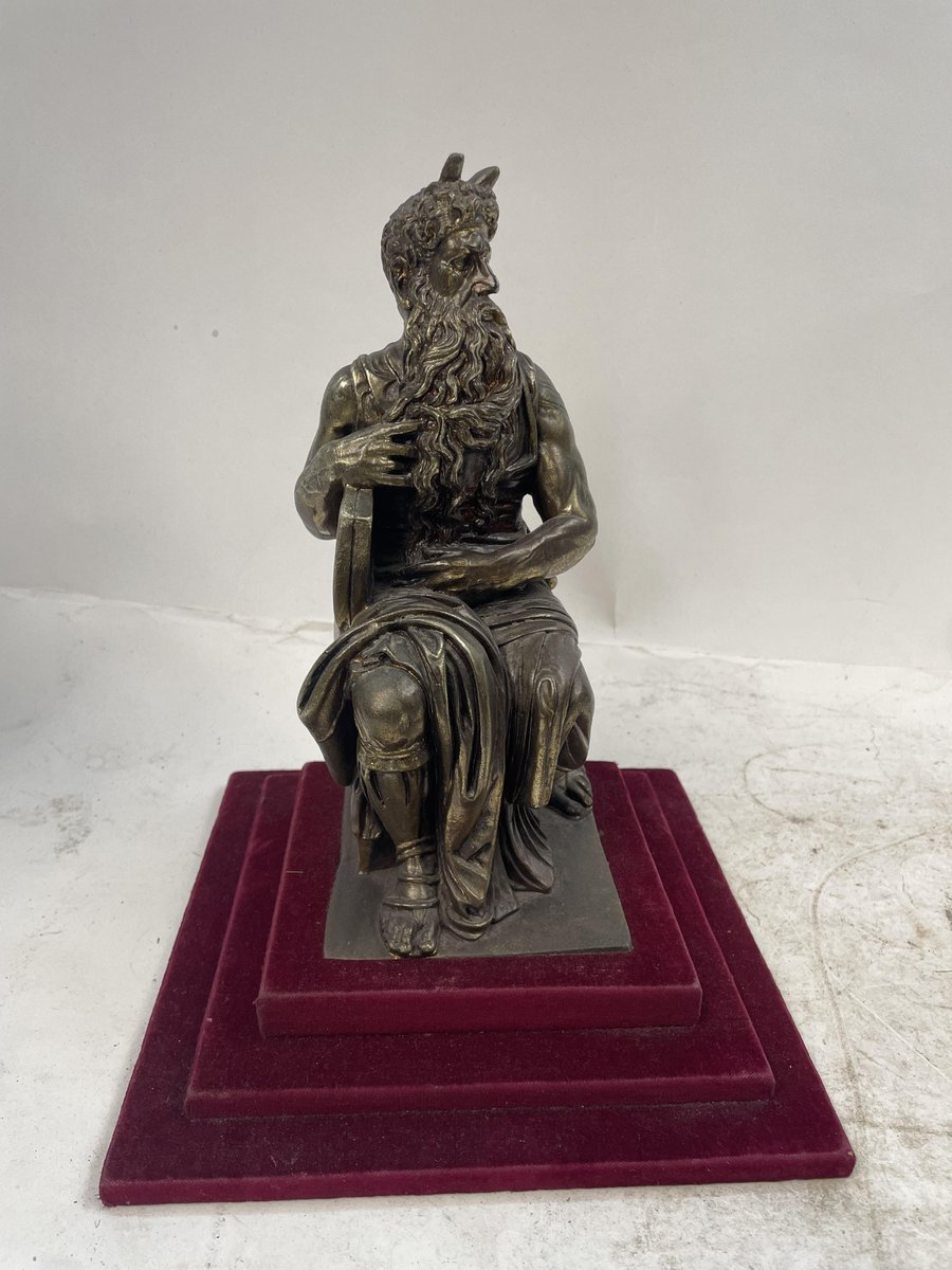 Moses Sculpture in Pewter by Michelangelo, 1950s for sale at Pamono