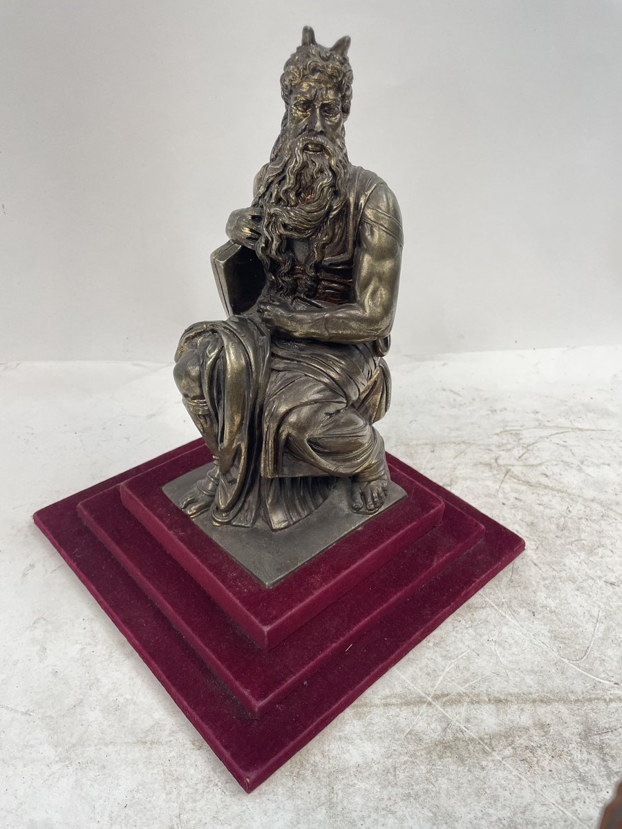 Moses Sculpture in Pewter by Michelangelo, 1950s for sale at Pamono