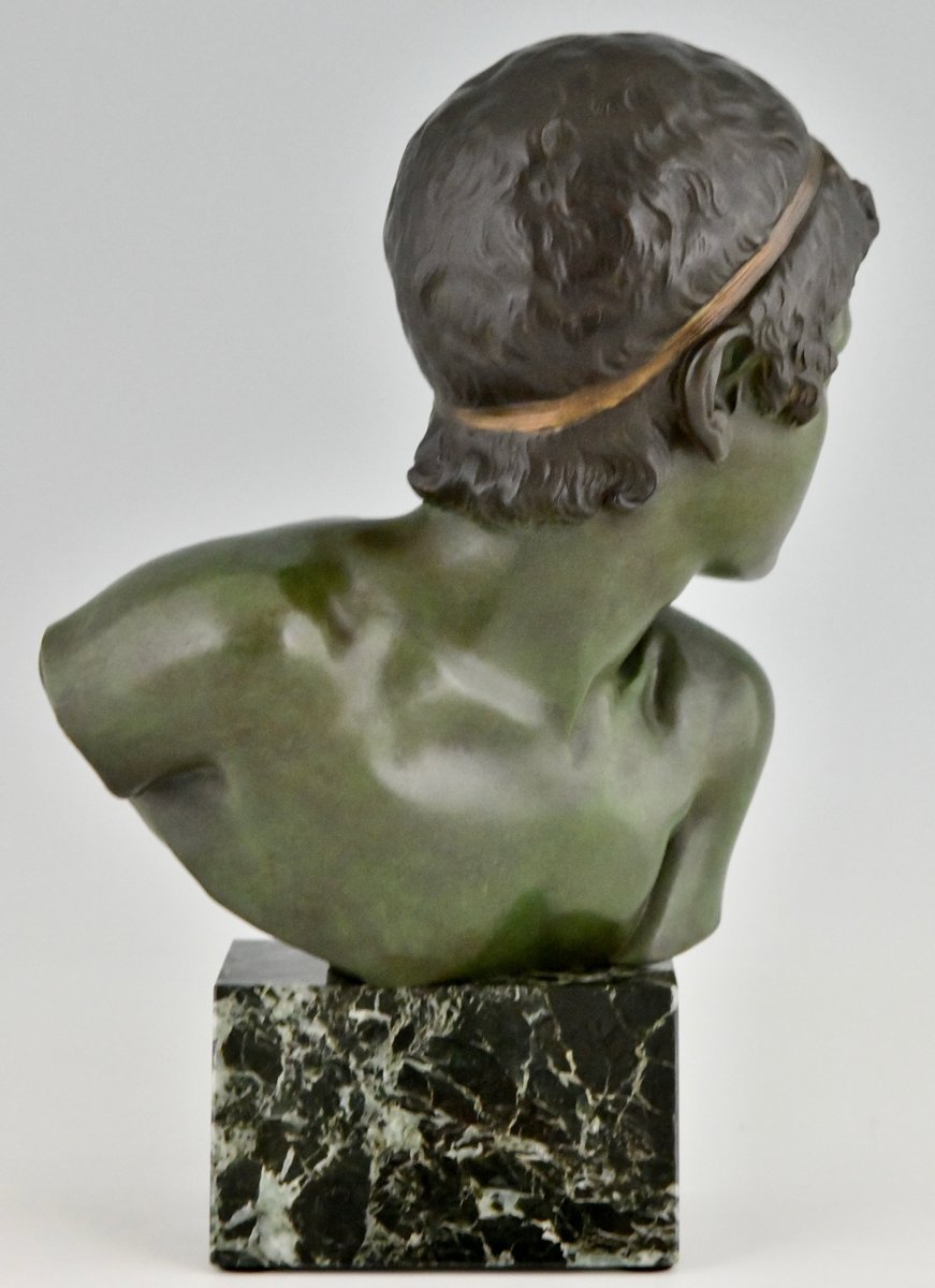 Constant Roux, Art Deco Bust of Young Achilles, 1920, Bronze on Marble ...