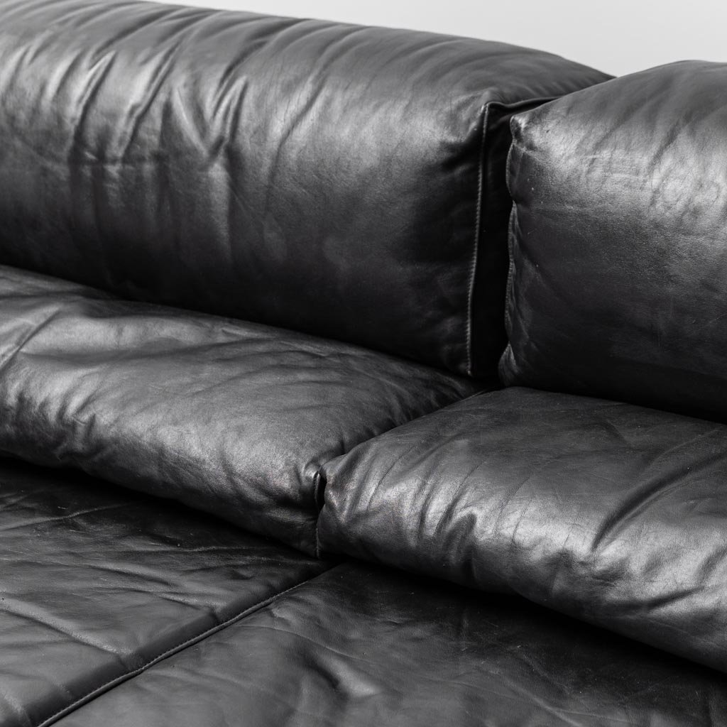 Set of Modular Sofa in Black Leather from Cinova, 1970s for sale at Pamono