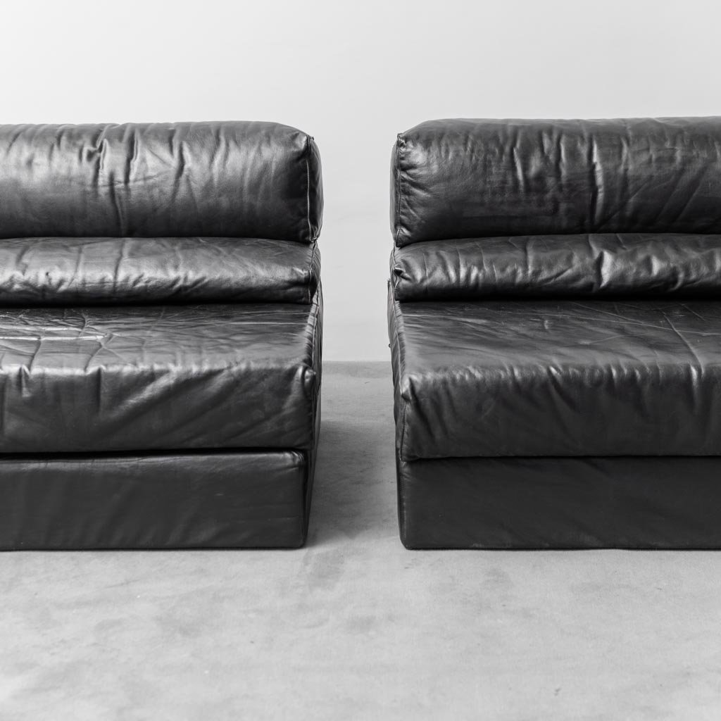 Set of Modular Sofa in Black Leather from Cinova, 1970s for sale at Pamono