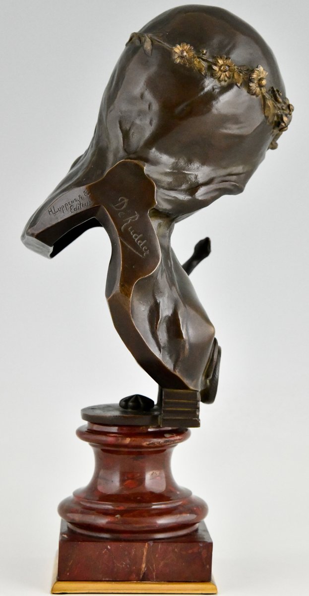 Isidore De Rudder, Jugendstil Kleopatra Büste mit Schlange, 1900 ...