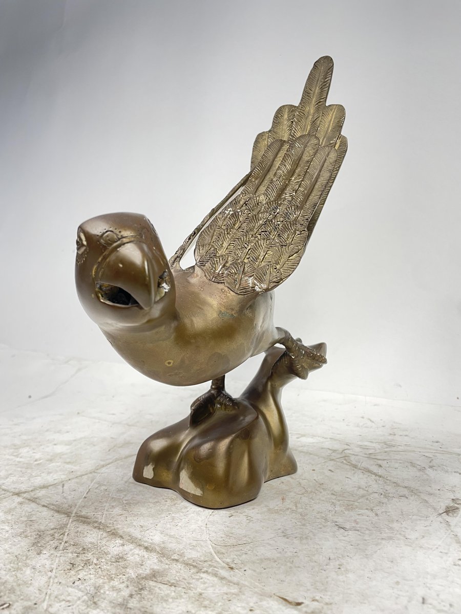 Parrot Statue in Gilded Bronze, 1950s for sale at Pamono