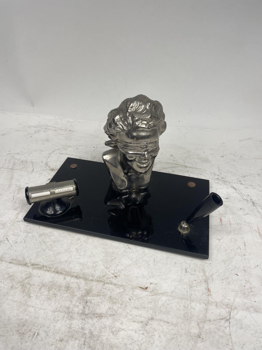 Vintage Liberty Pen Holder with Lady Luck Statue, 1920s for sale at Pamono