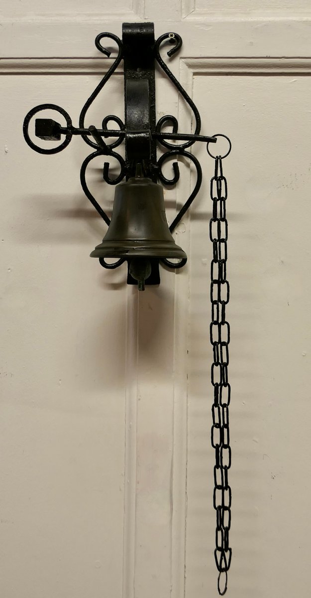 Antique Black Wrought Iron Alpine Front Door Bell, 1890s for sale at Pamono