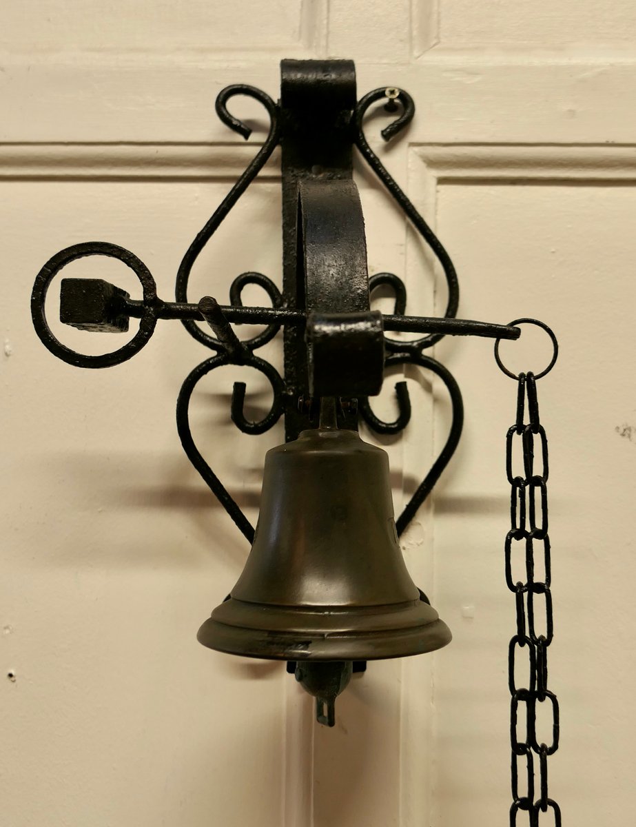Antique Black Wrought Iron Alpine Front Door Bell, 1890s for sale at Pamono