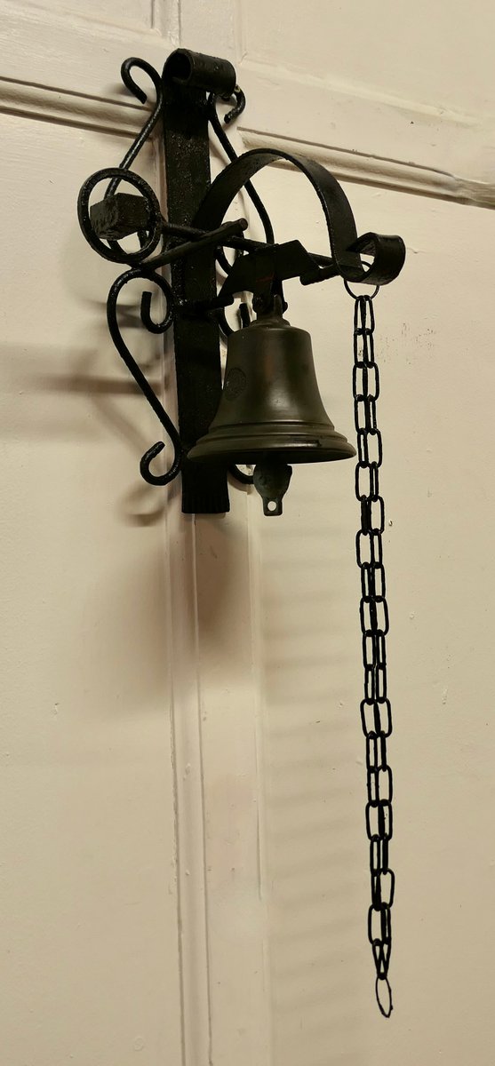 Antique Black Wrought Iron Alpine Front Door Bell, 1890s for sale at Pamono