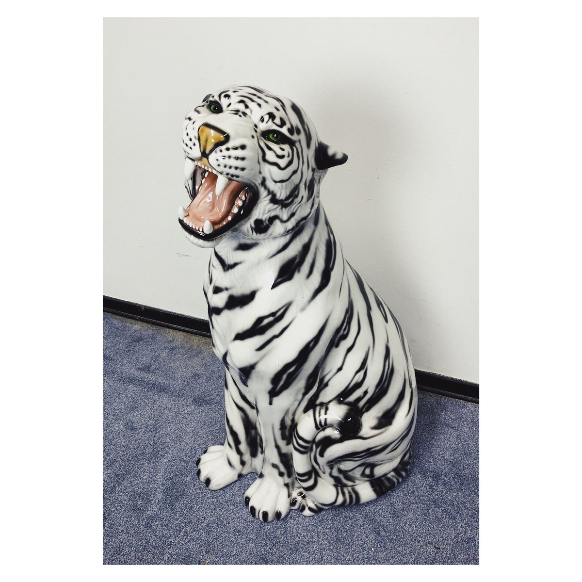 White Tiger Figurine in Ceramic by Ceramiche Boxer for sale at Pamono