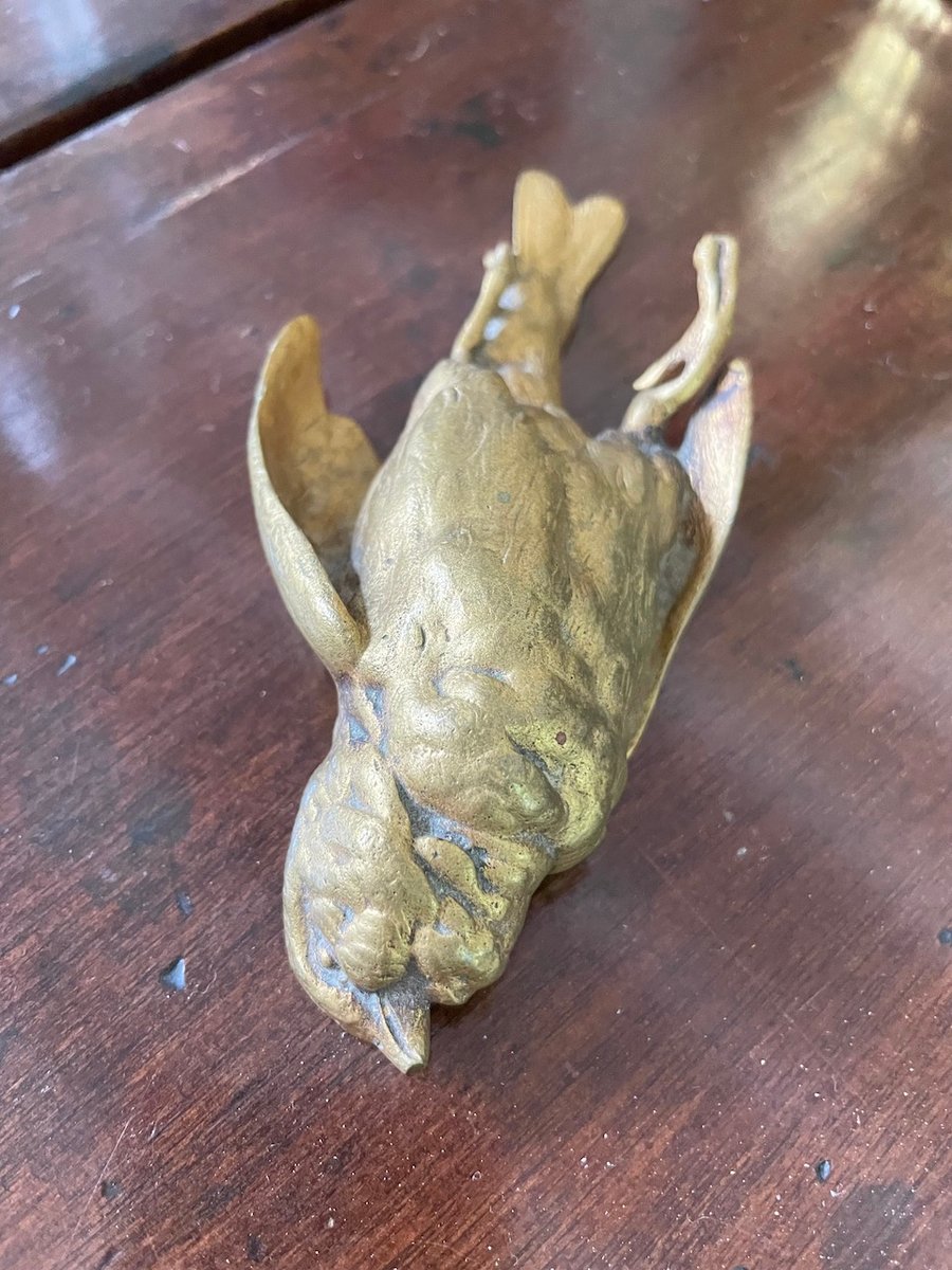 Bird Paperweight in Bronze by P.Comolera, 1890s for sale at Pamono