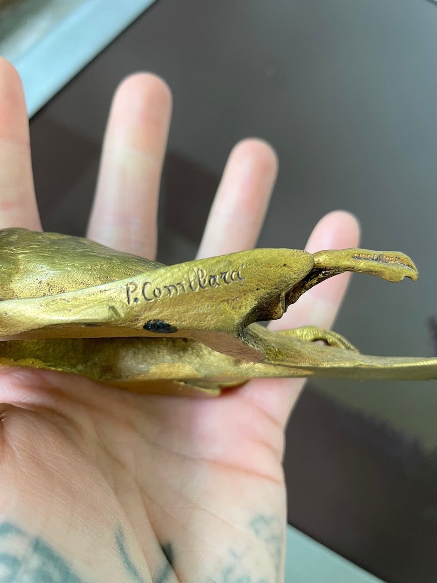 Bird Paperweight in Bronze by P.Comolera, 1890s for sale at Pamono
