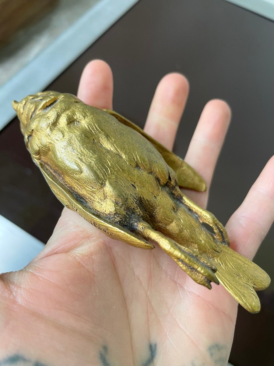 Bird Paperweight in Bronze by P.Comolera, 1890s for sale at Pamono