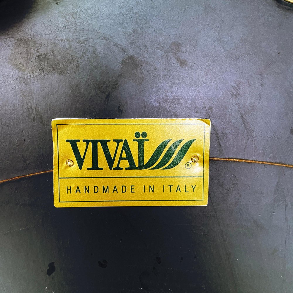 Mid Century Modern Italian Round Rattan Wall Mirror From Vivai Del Sud