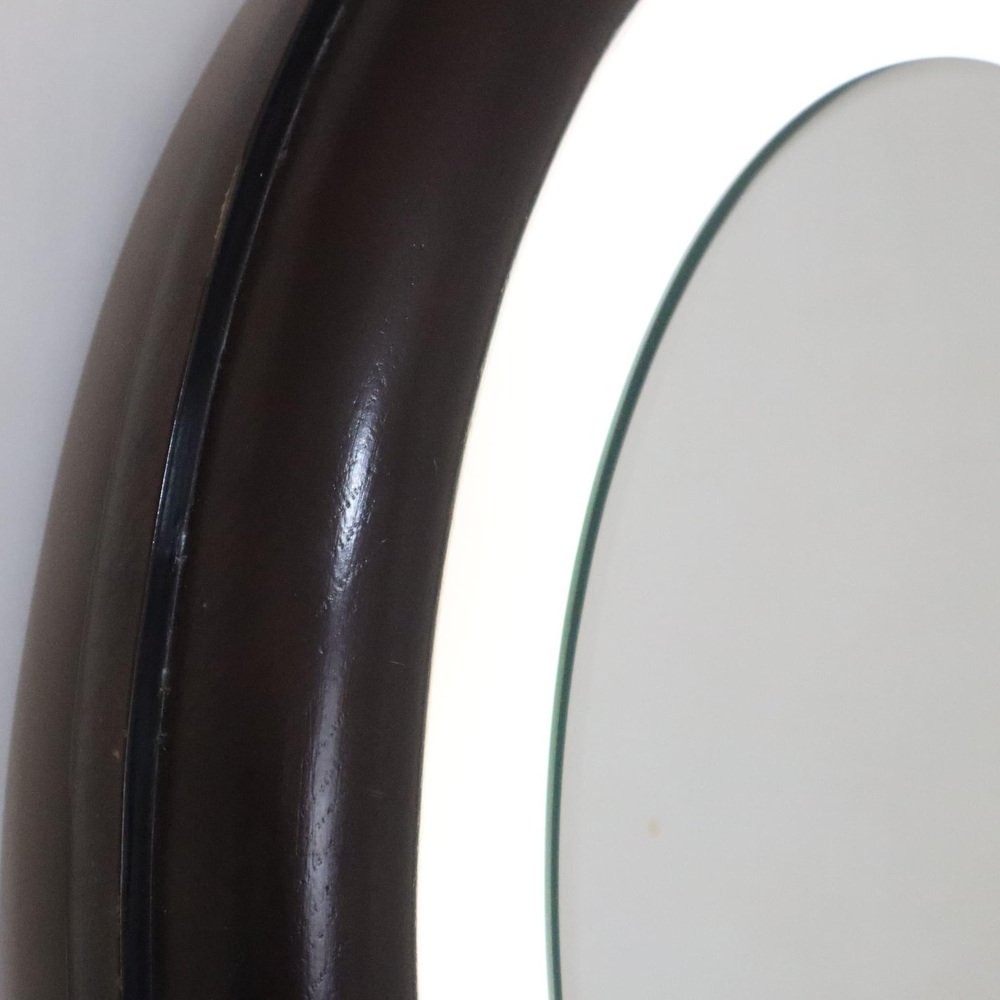 Backlit Mirror in Dark Brown Color, 1970s for sale at Pamono