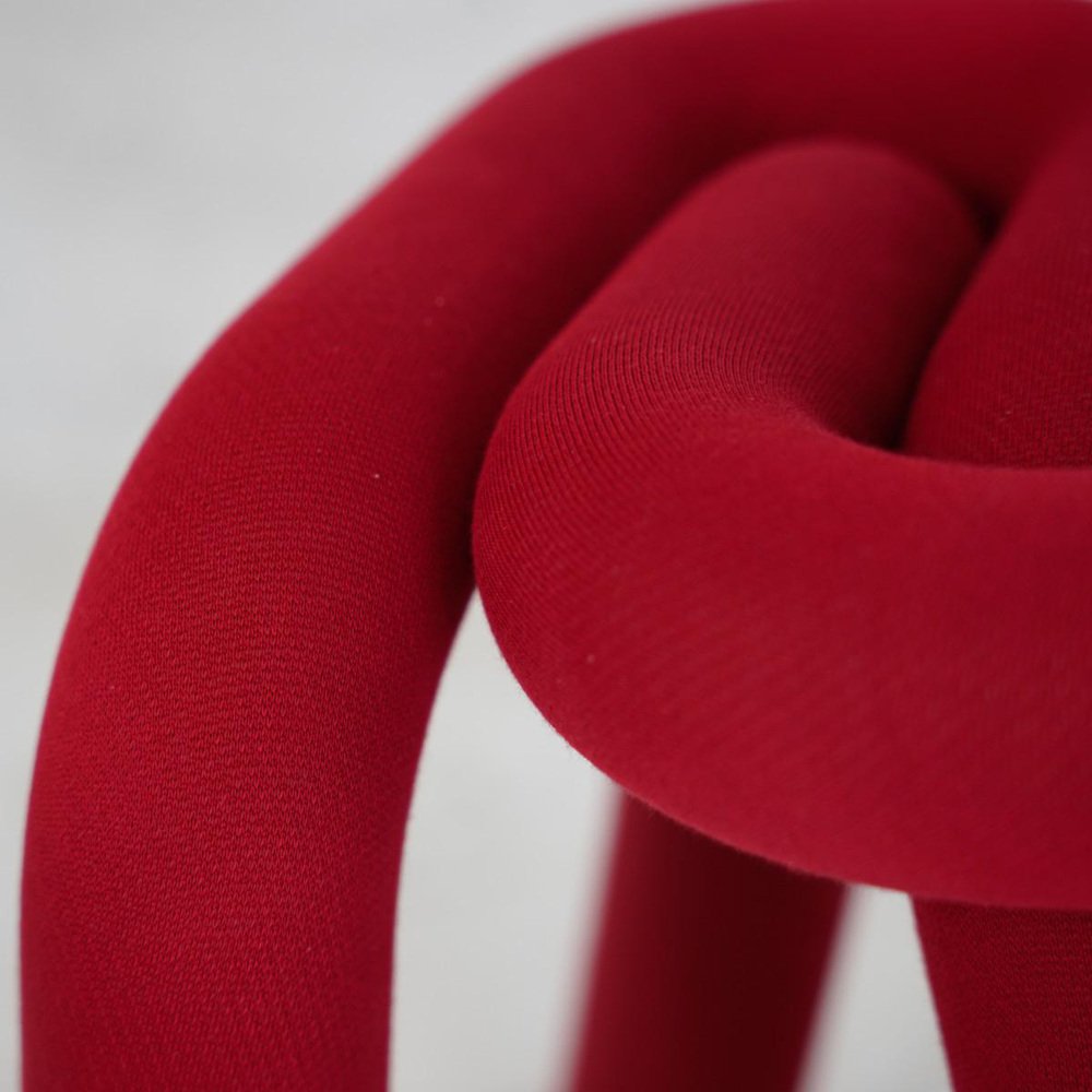 Red Stool with Textile Upholstery for sale at Pamono