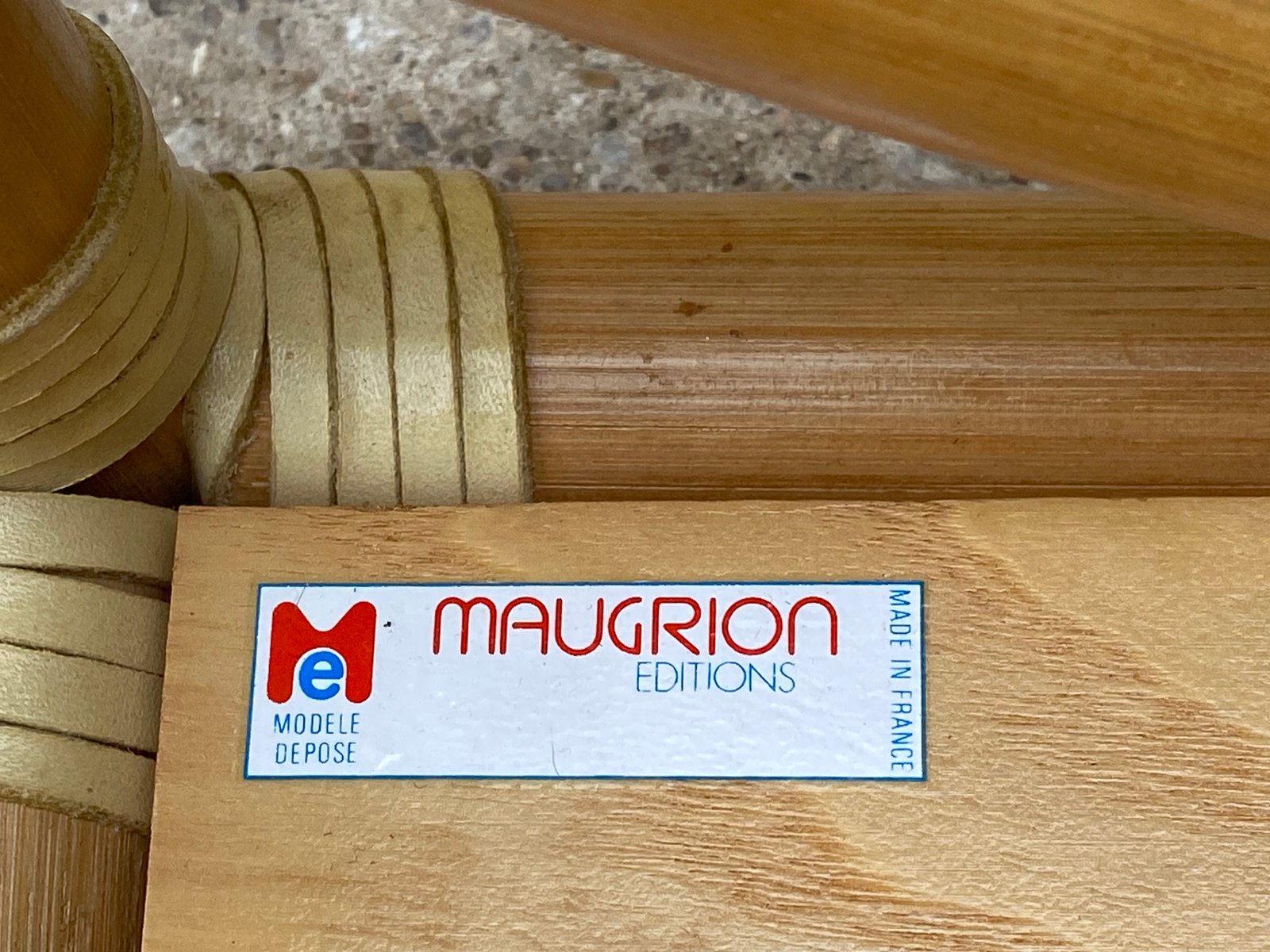 Rattan End Table with 1 Shelf in Vintage Oak Veneer from Maugrion ...