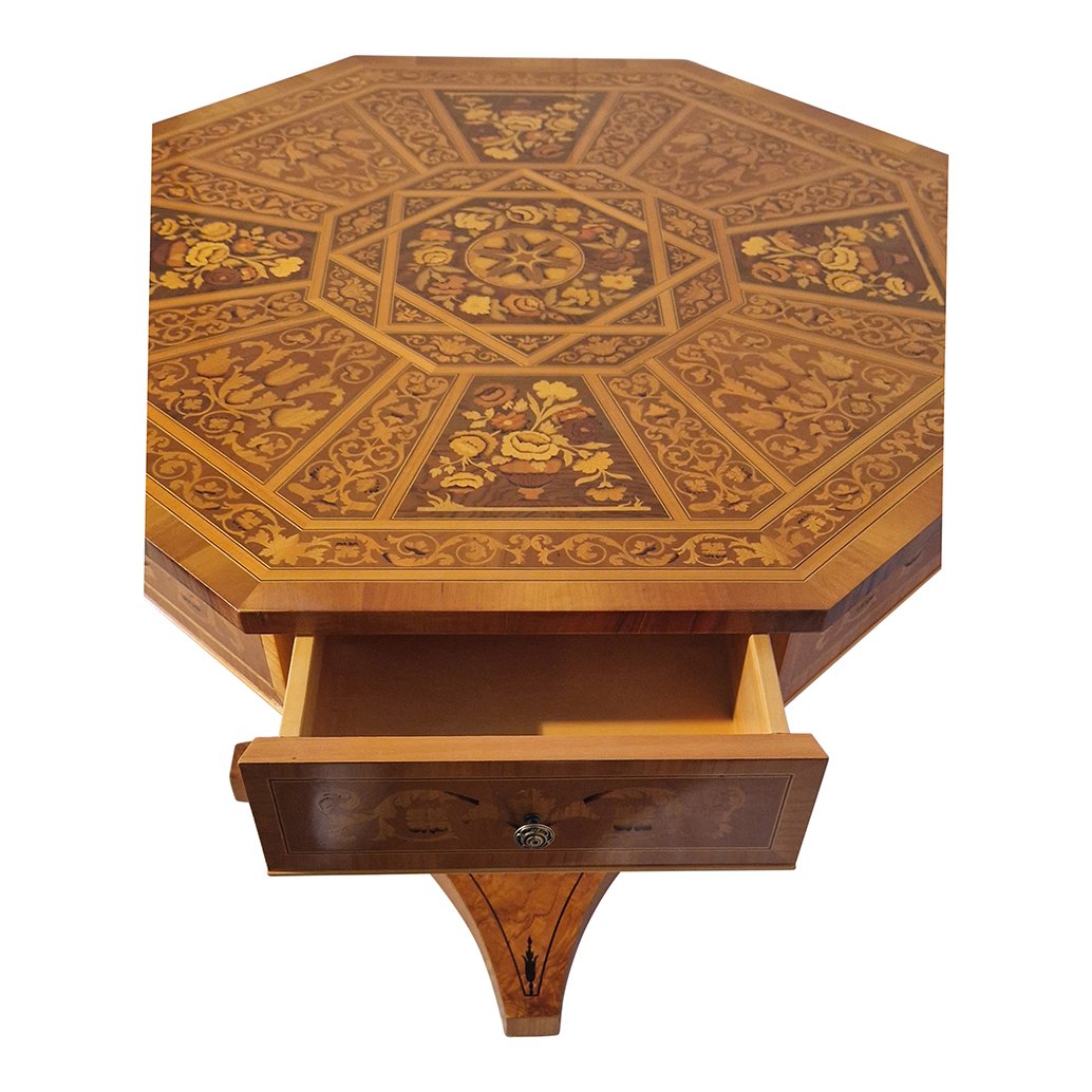 Inlaid Octagonal Dining Table, 1980s for sale at Pamono