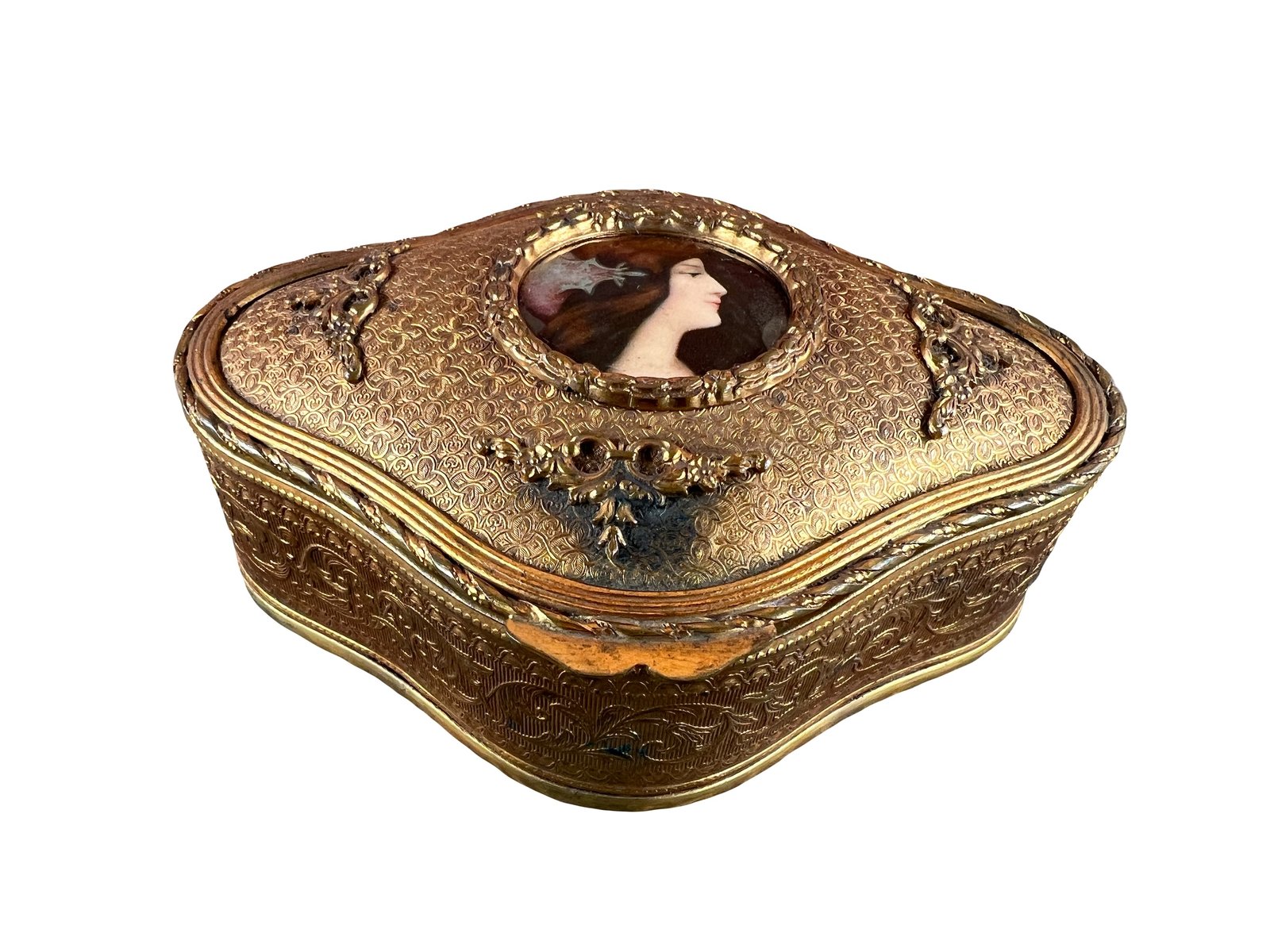 Art Nouveau Brass Jewelry Box, 1800s for sale at Pamono