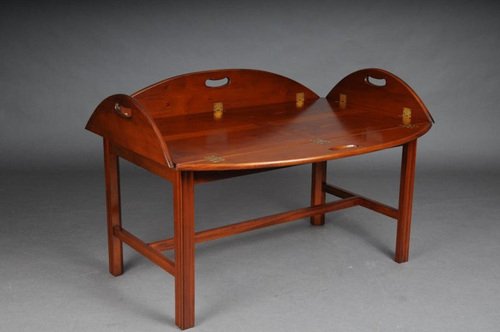 Antique English Captains Coffee Table in Yew Tree for sale at Pamono