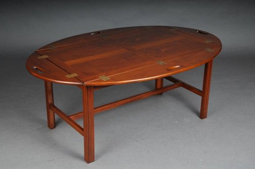 Antique English Captains Coffee Table in Yew Tree for sale at Pamono