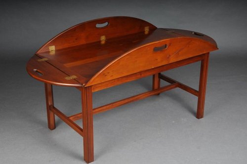 Antique English Captains Coffee Table in Yew Tree for sale at Pamono