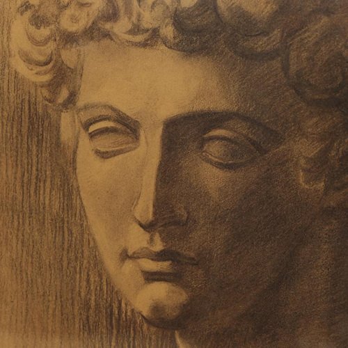 Roman or Greek Busts, Early 1900s, Charcoal Drawings, Set of 2 for sale ...
