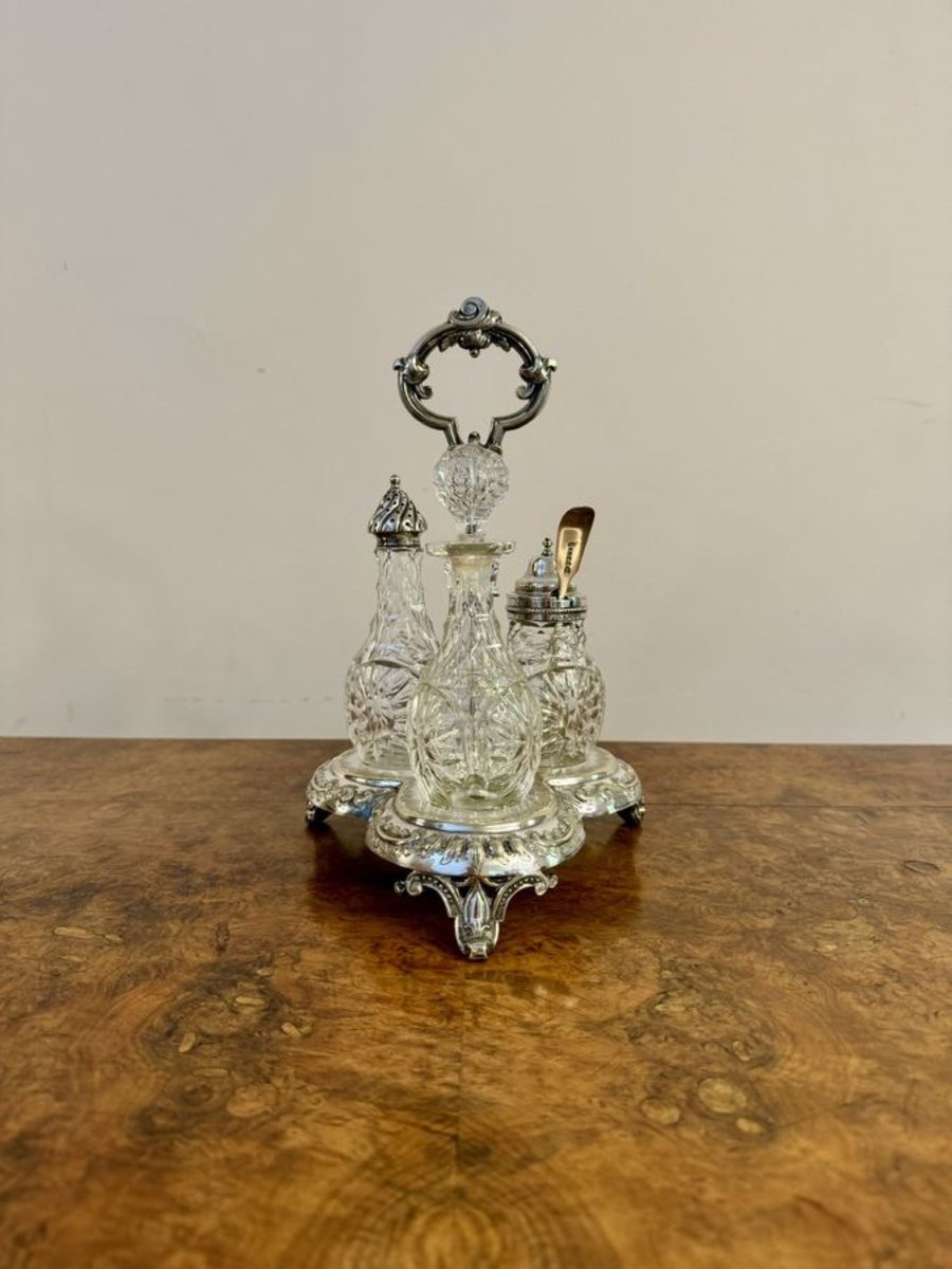 Antique Edwardian Silver Plated Cruet Set, 1900, Set of 3 for sale at ...