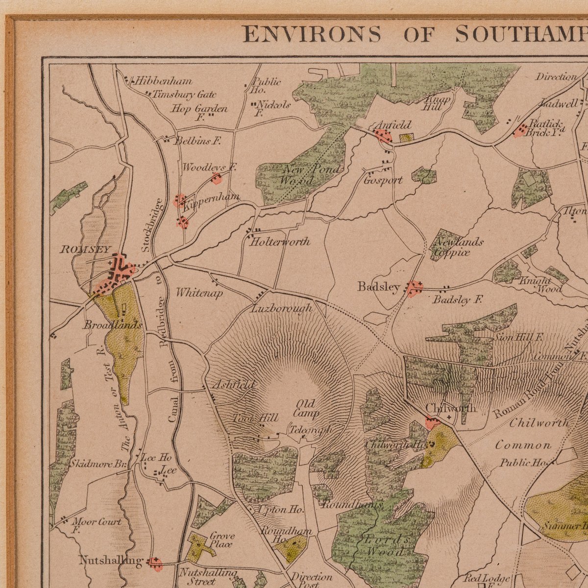 Victorian Lithographic Map with Environs of Southampton, England for ...