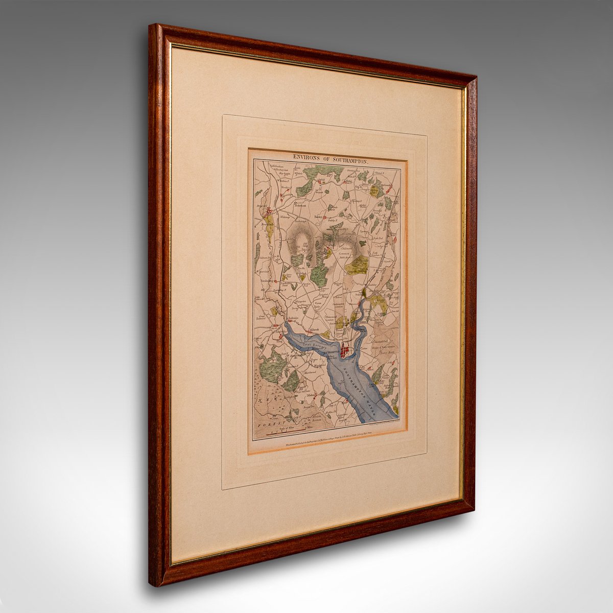 Victorian Lithographic Map with Environs of Southampton, England for ...