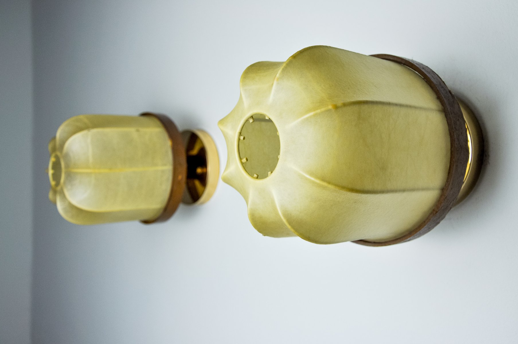 Cocoon Wall Lights in Resin and Pine, 1970, Set of 2 for sale at Pamono