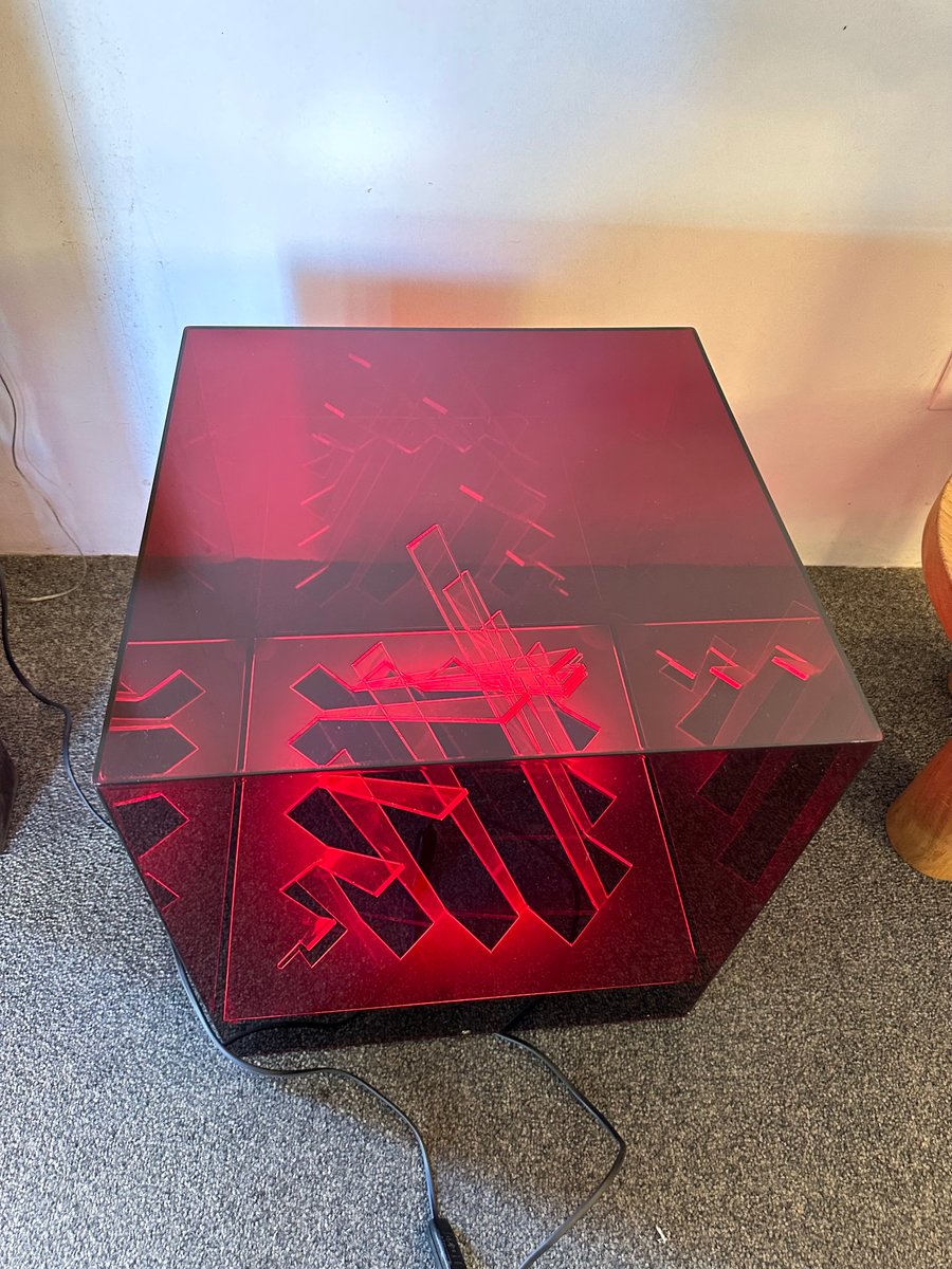 Mid-Century Modern Space Age Illuminated Cube Sculpture Floor Lamp ...