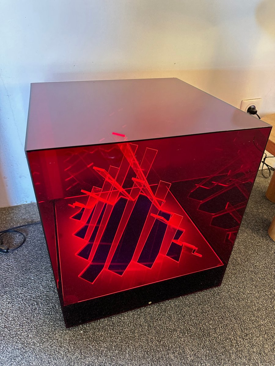 Mid-Century Modern Space Age Illuminated Cube Sculpture Floor Lamp ...