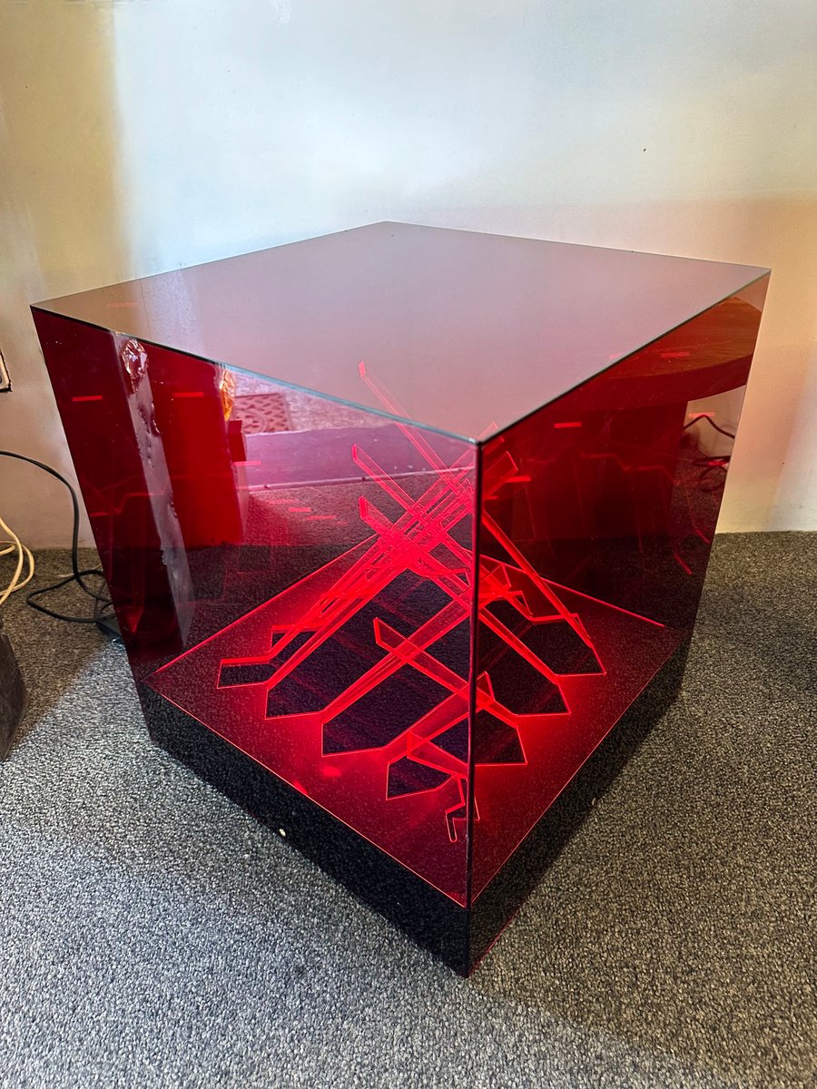 Mid-Century Modern Space Age Illuminated Cube Sculpture Floor Lamp ...