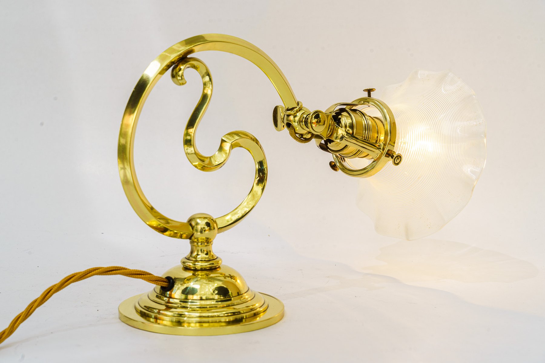 Piano Table Lamp with Opaline Glass Shade, Vienna, 1920s for sale at Pamono