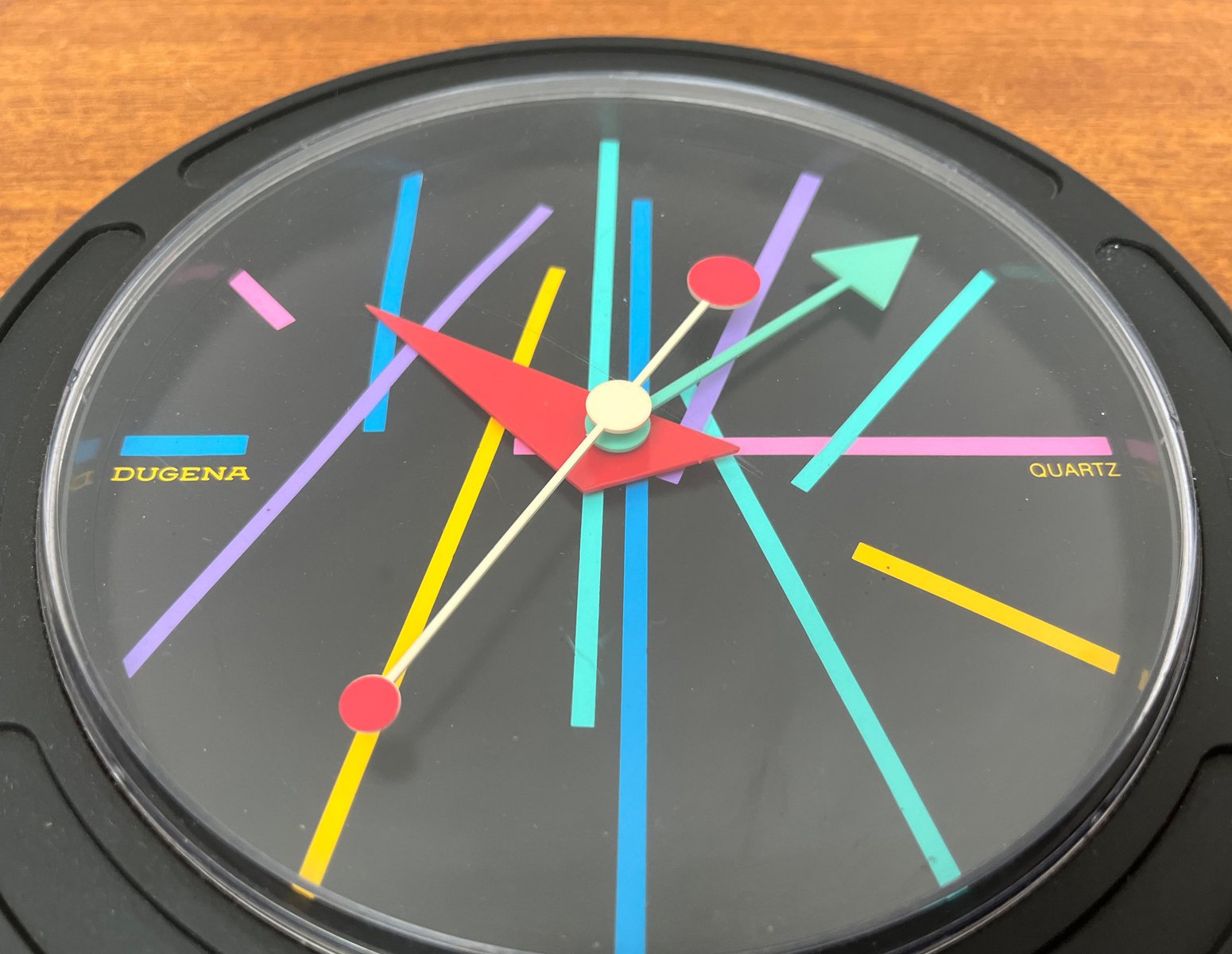 Vintage German Postmodern Wall Clock from Dugena, 1980s for sale at Pamono