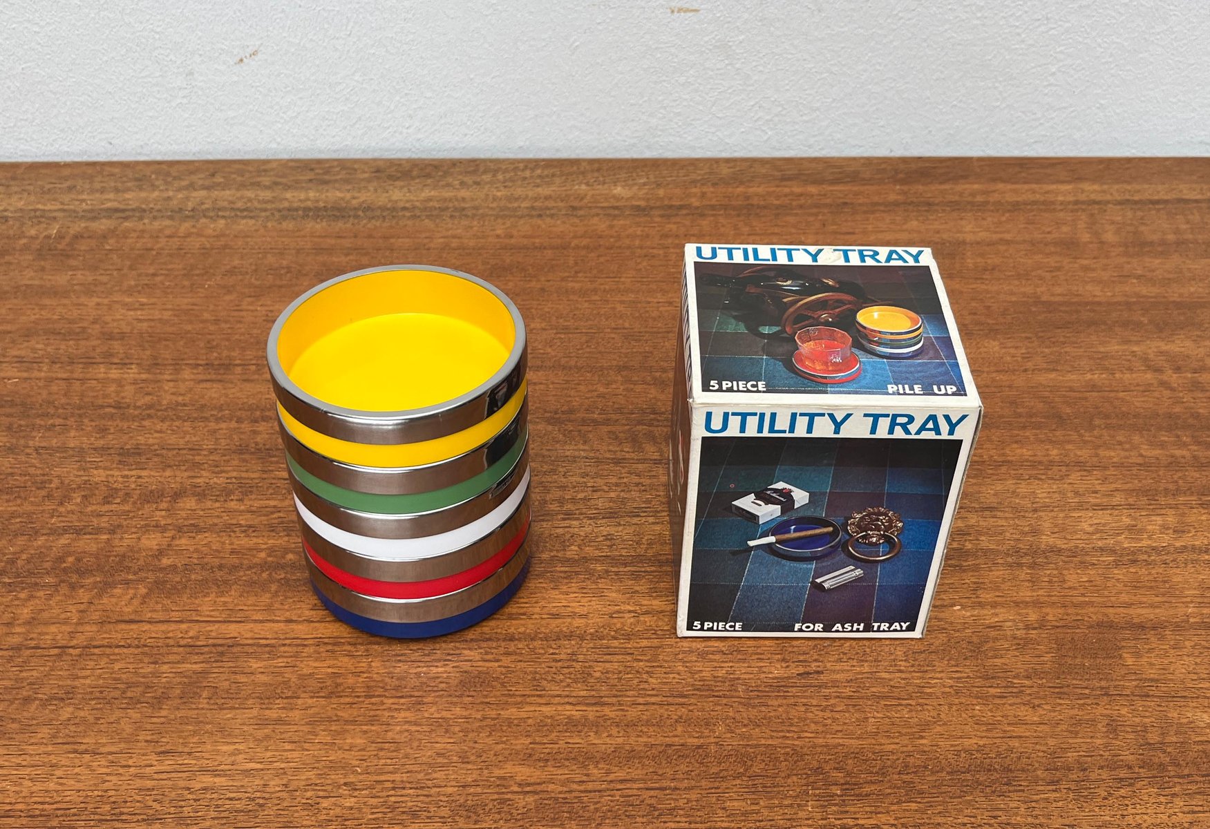 Mid-Century Space Age Metal and Melamin Utility Tray Bowls, 1960s, Set ...