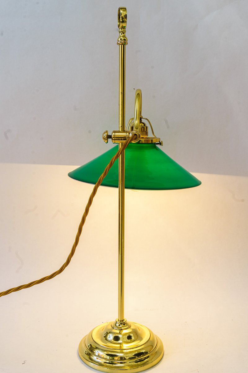 Art Deco Condor Table Lamp with Original Antique Glass Shade, Vienna ...