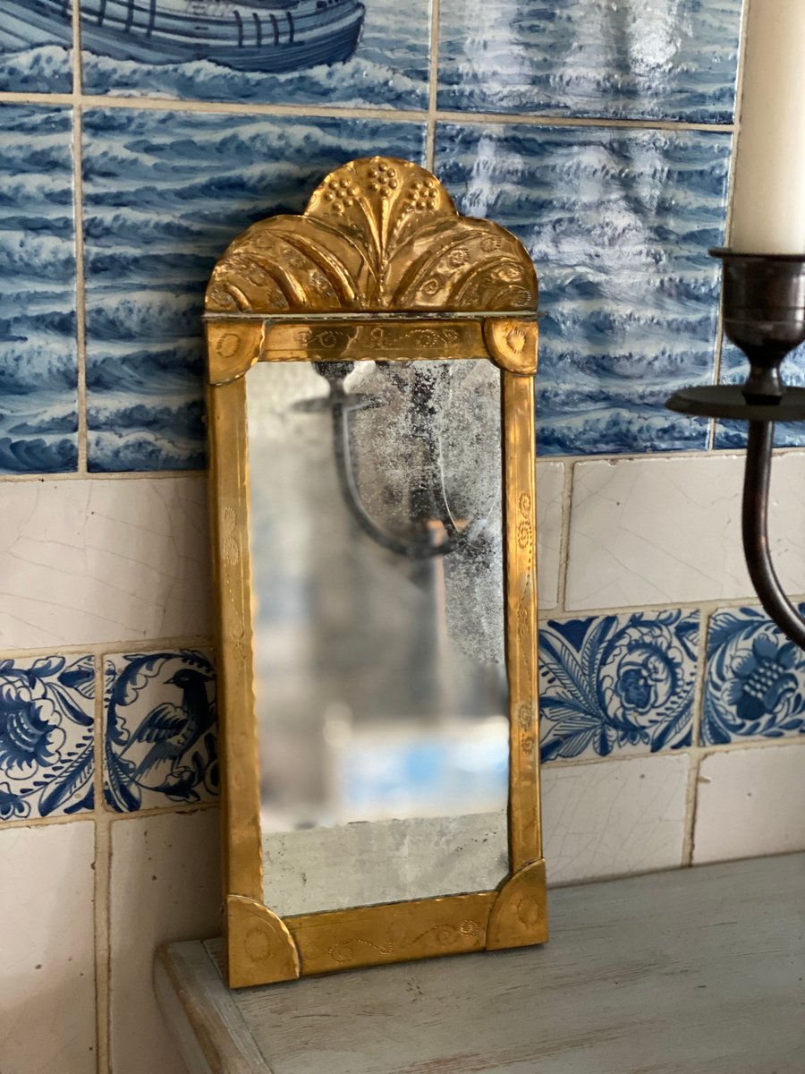 Small Antique Brass Mirror, 1800 for sale at Pamono