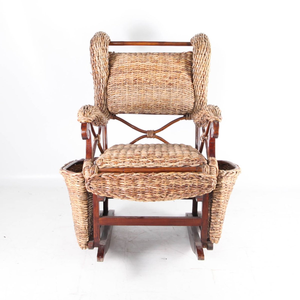 Seagrass Rocking Chair, 1970s for sale at Pamono