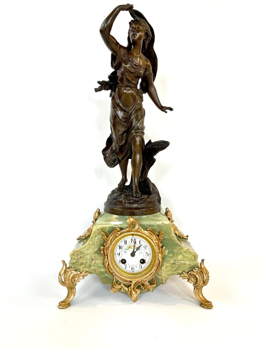 Clock with Woman Statue by Emile Bruchon, 19th Century for sale at Pamono