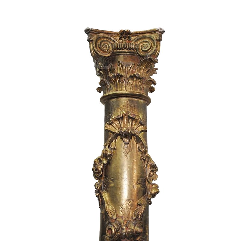 Ancient Carved Wood Gold Leaf Columns, 18th Century, Set of 2 for sale ...