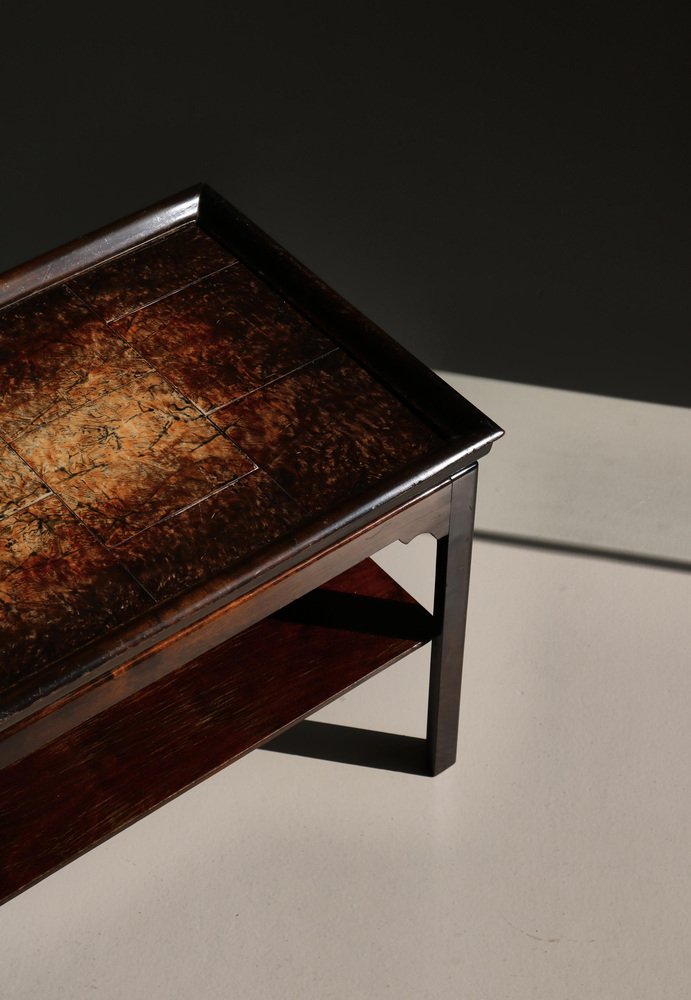 Danish Art Deco Side Table in Stained Birch & Ceramic Tiles, 1937 for ...