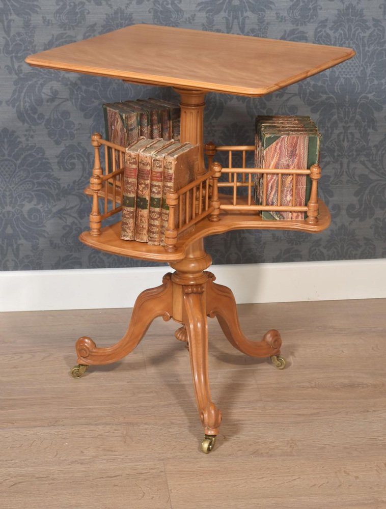 Satinwood Revolving Book Table for sale at Pamono