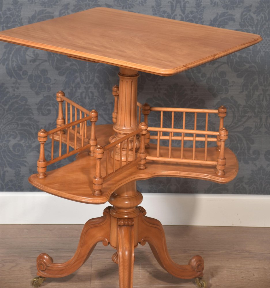 Satinwood Revolving Book Table for sale at Pamono