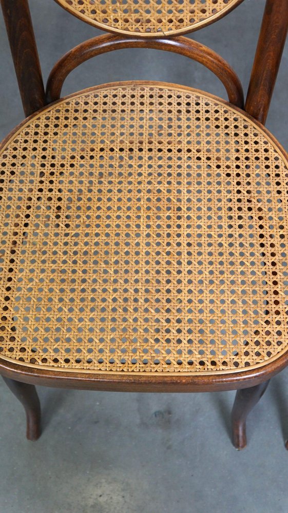 Vintage High Bentwood Webbing Chairs Model Long John from Thonet, Set ...