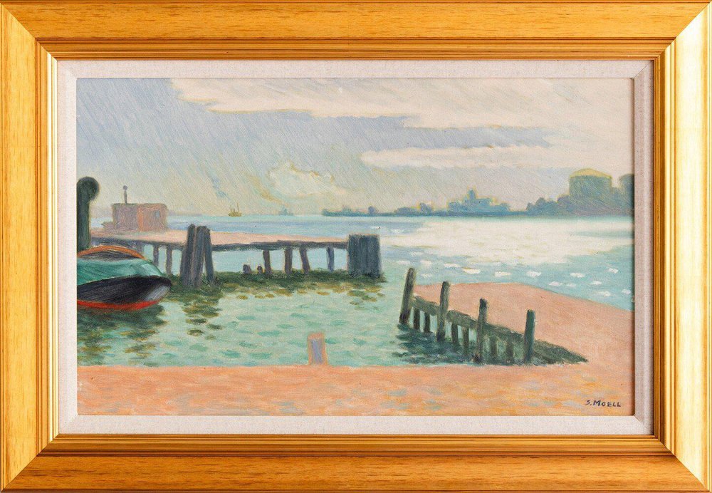 Sven Moell, Kustens Varv, Oil Painting on Board, Mid-20th Century ...