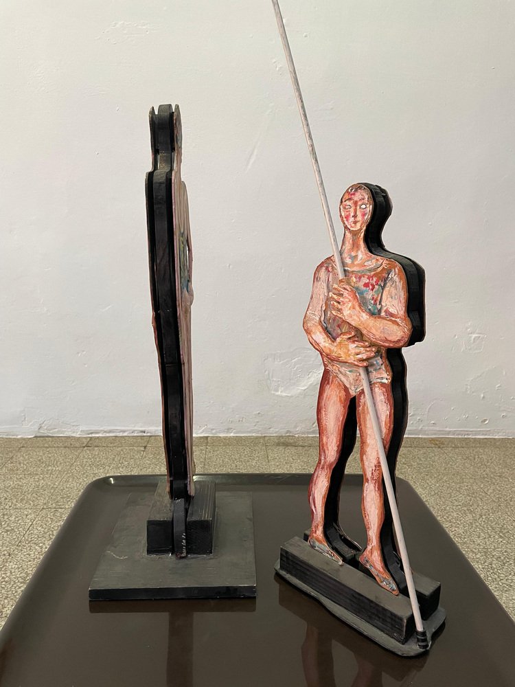 Aris Baccis Son Woman & Man Hand Painted Wood Sculptures by Giuseppe ...