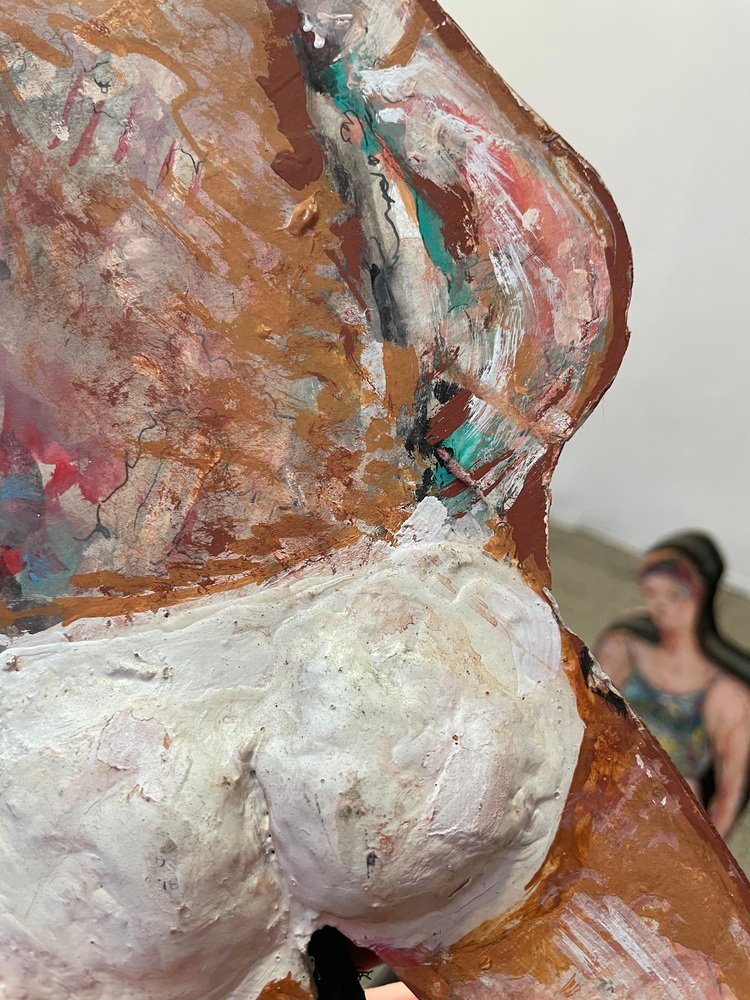 Aris Baccis Son Woman & Man Hand Painted Wood Sculptures by Giuseppe ...