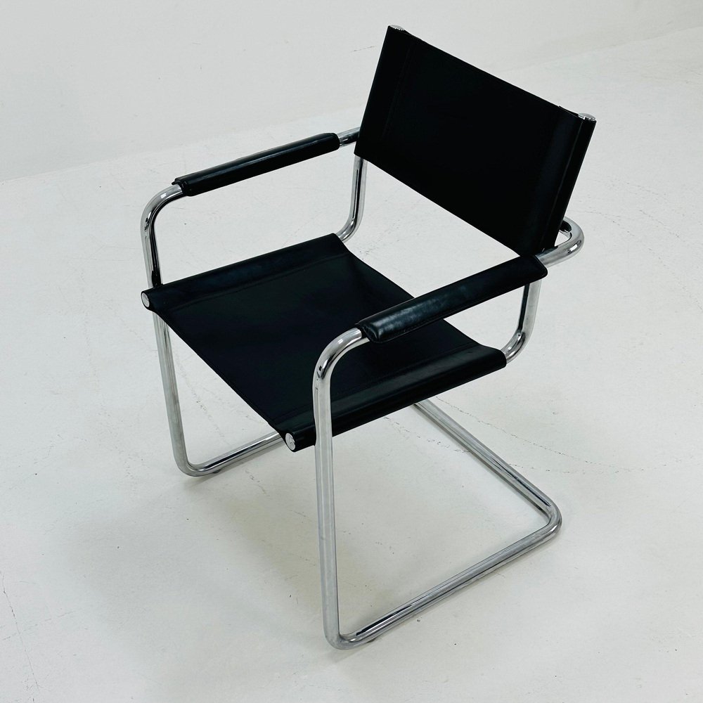 Model MG5 Centro Studi Desk Black Leather Chair by Mart Stam and Marcel ...